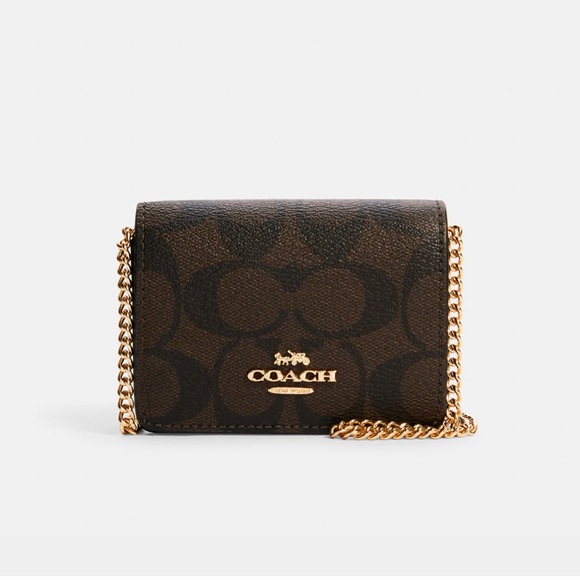 Coach | Bags | Coach Mini Wallet On A Chain In Signature Canvas | Poshmark